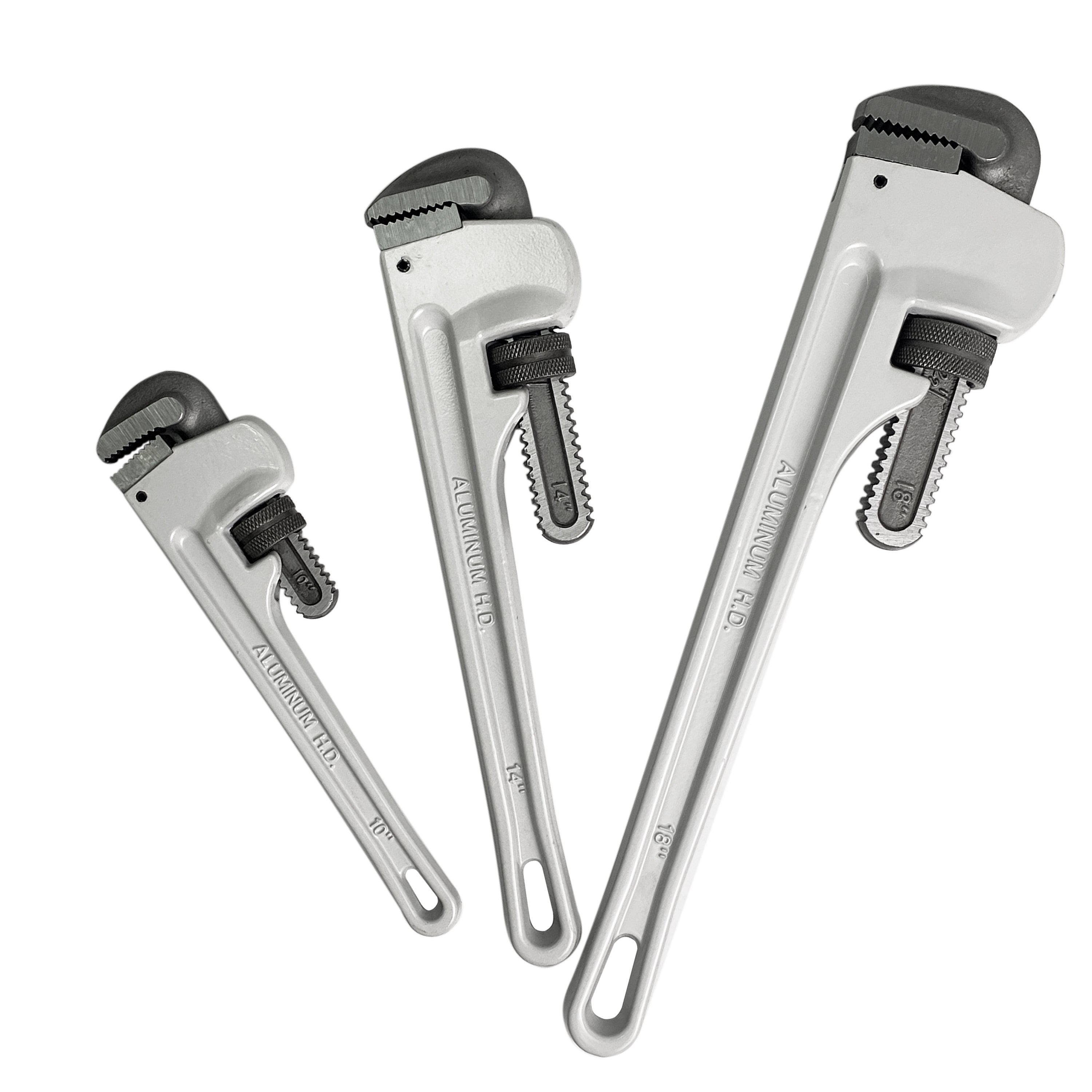 HFS(R) 3-Piece Heavy Duty Aluminum Straight Pipe Wrench Set, 10", 14 ...