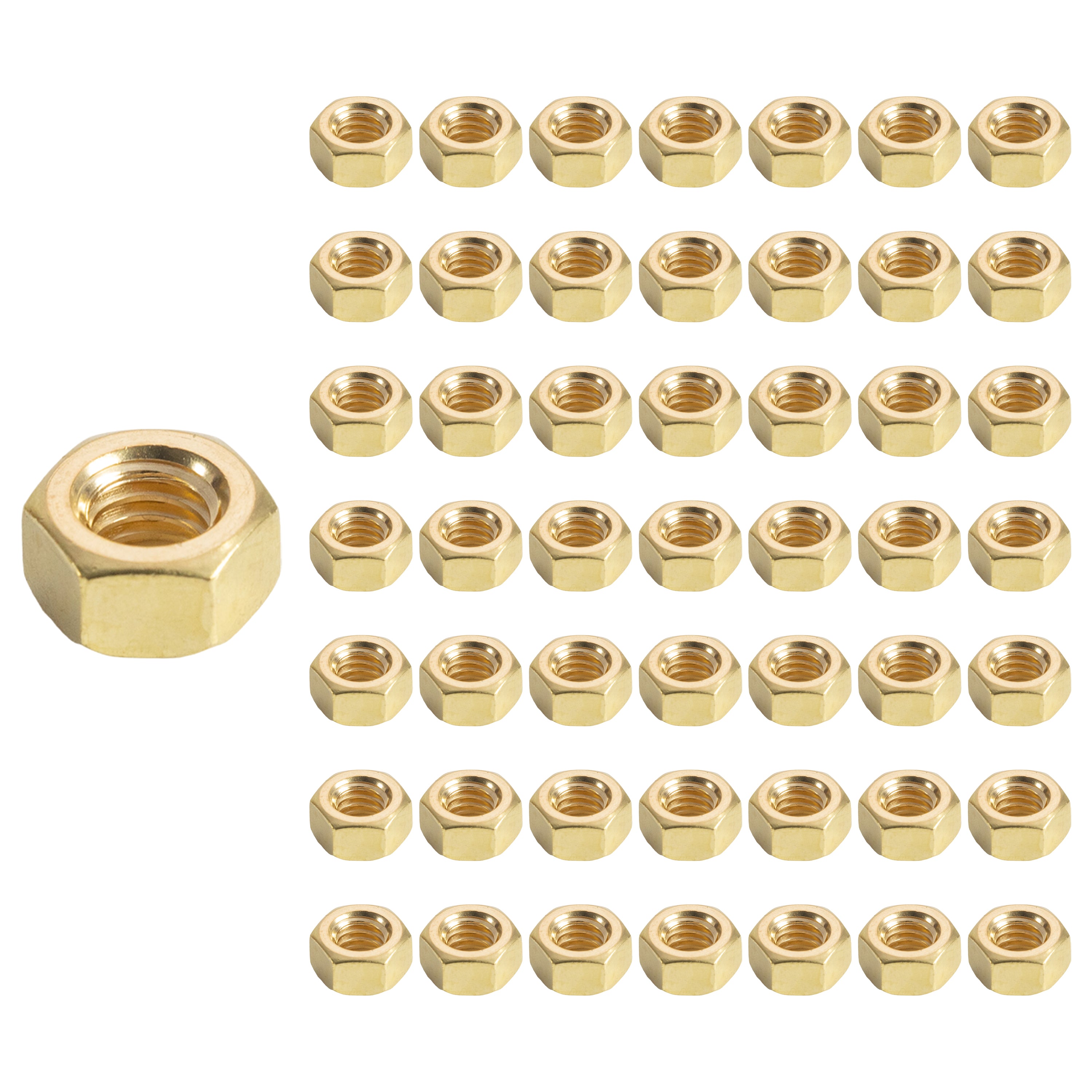 Thread Hex Nuts 1/4"-20, Solid Brass Hex Nut (50 Pack) – Hardware ...