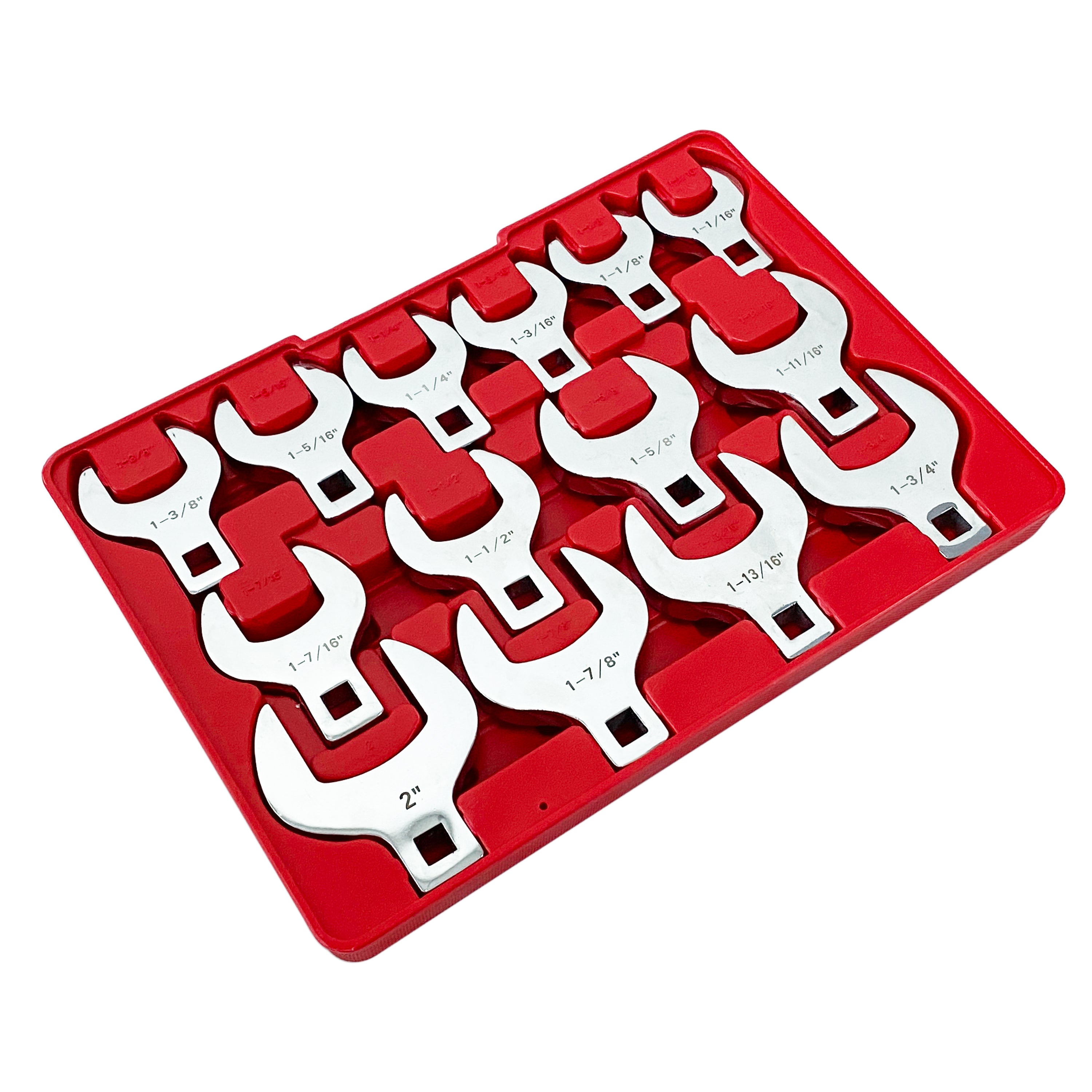 14-Piece Premium 1/2" Drive Jumbo Crowfoot Wrench Set Standard SAE Siz ...